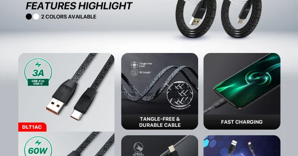 Fantech DLT1 Series DuraLink Data Cable Fast Charging Cable Price in BD