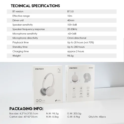 Buy FANTECH WH02 GO AIR Wireless Headphone Price In BD